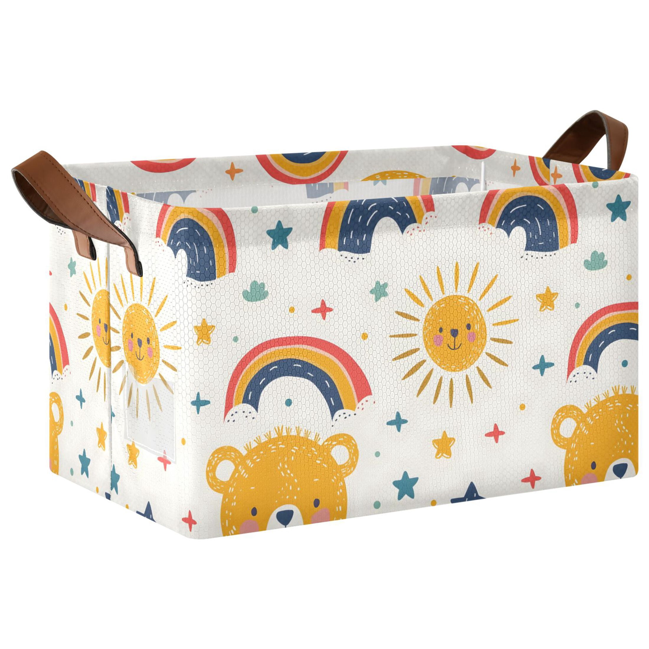 Bear and Sun Rainbow Collapsible Storage Bin Open Home Shelf Basket ...