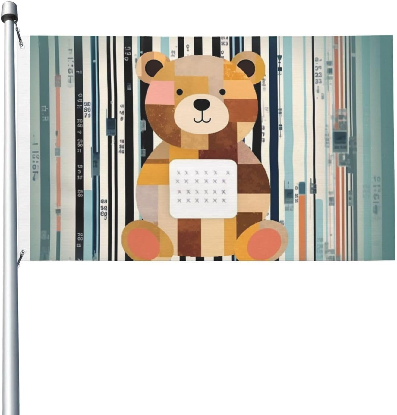 Bear and barcode Garden Flag Welcome Flags for Outside Holiday Banner ...