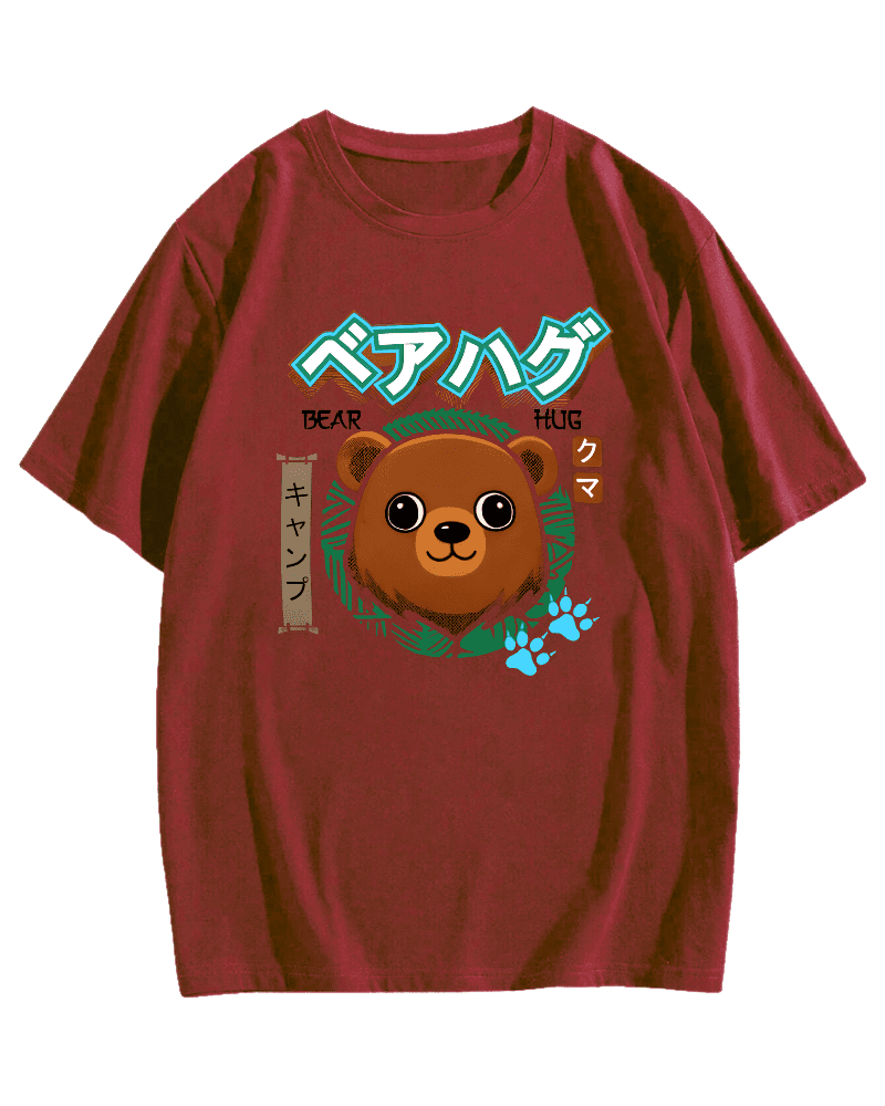 Bear hug retro Japanese style Cotton casual T-shirt - Walmart.com