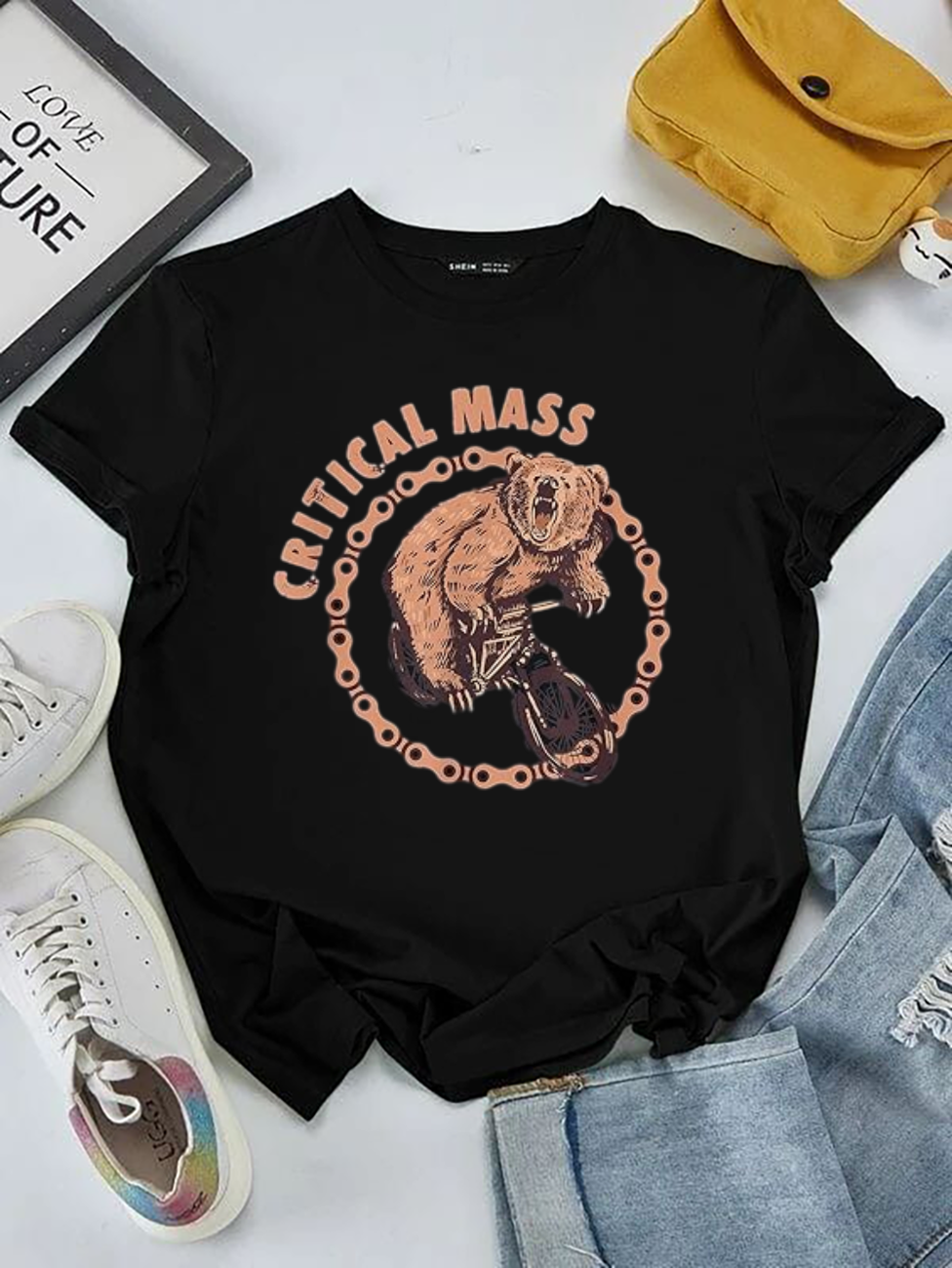 Bear on The Bike Fixie Critical Mass Cyclist Unisex T-Shirt, up to Size ...
