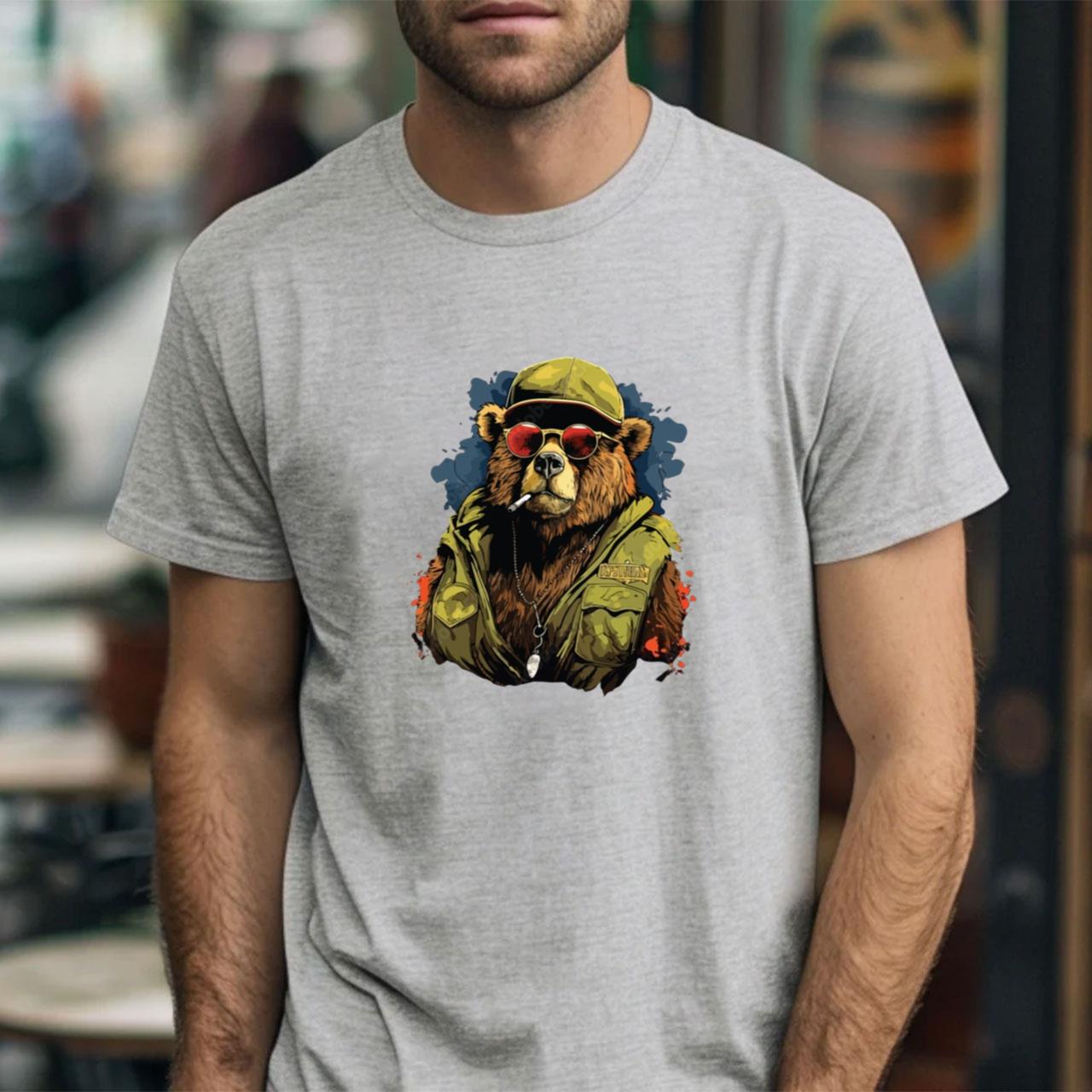 Bear smoking t-shirt design hand drawing illustration - Walmart.com
