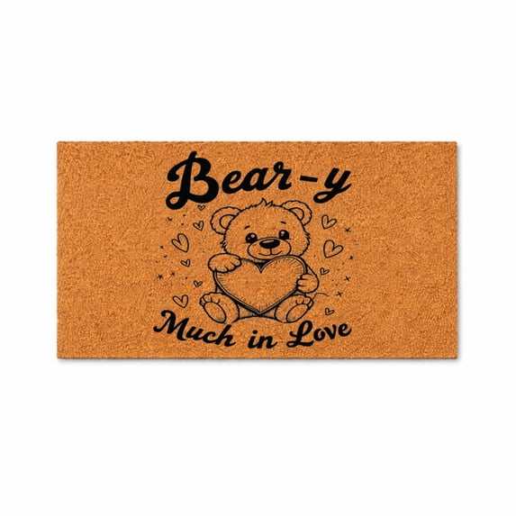 Bear-y Much In Love, Teddy Bear Holding Heart Design - Brown Coir PVC ...