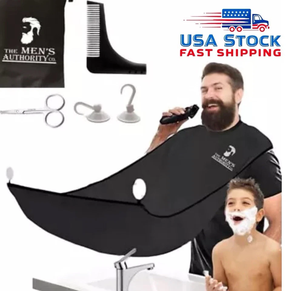 Beard Bib Beard Cape Catcher Apron Mustache Shaving Cloth Set For Men ...