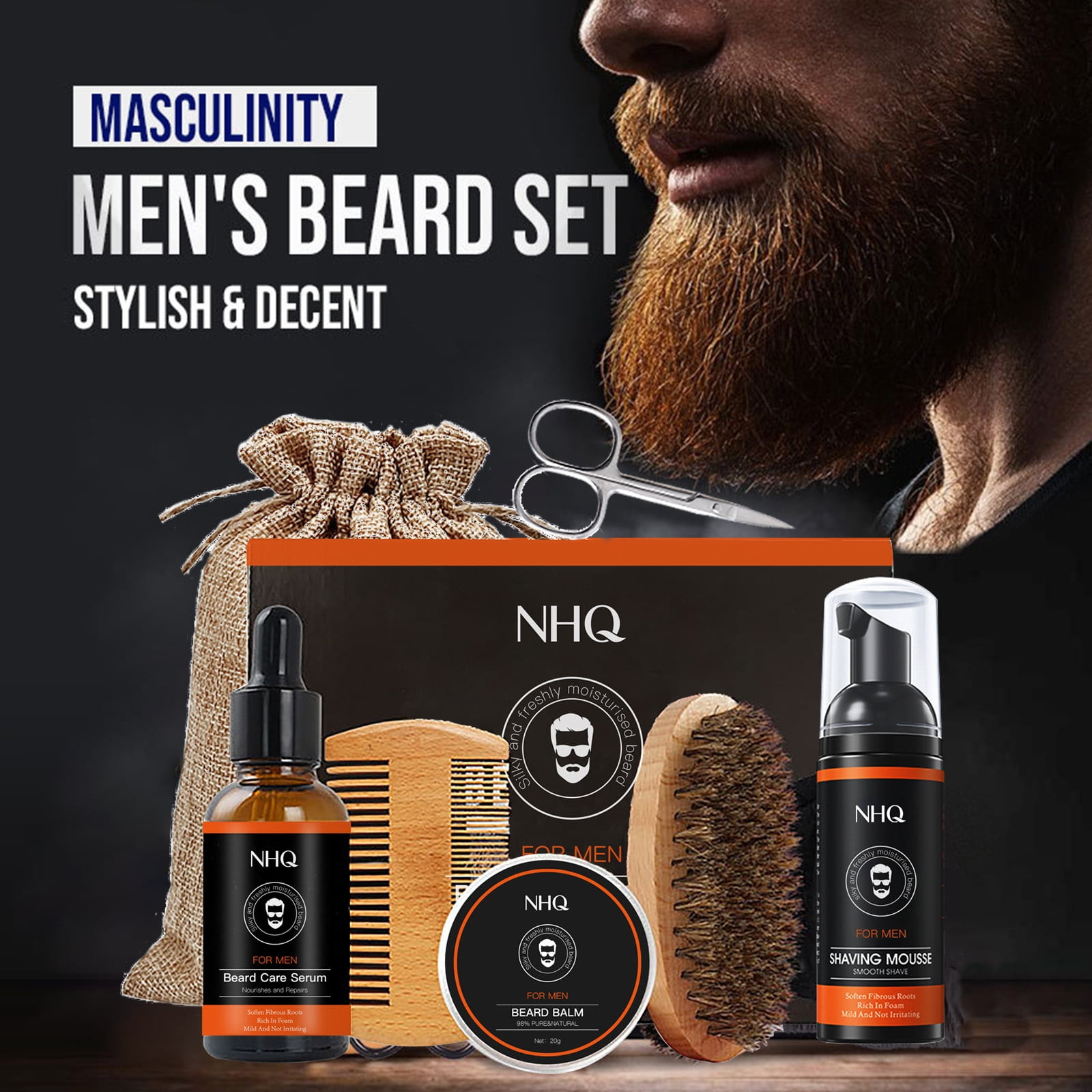Beard Care Set, Grooming Essentials, 90ml Gel Oil Cream, Natural ...