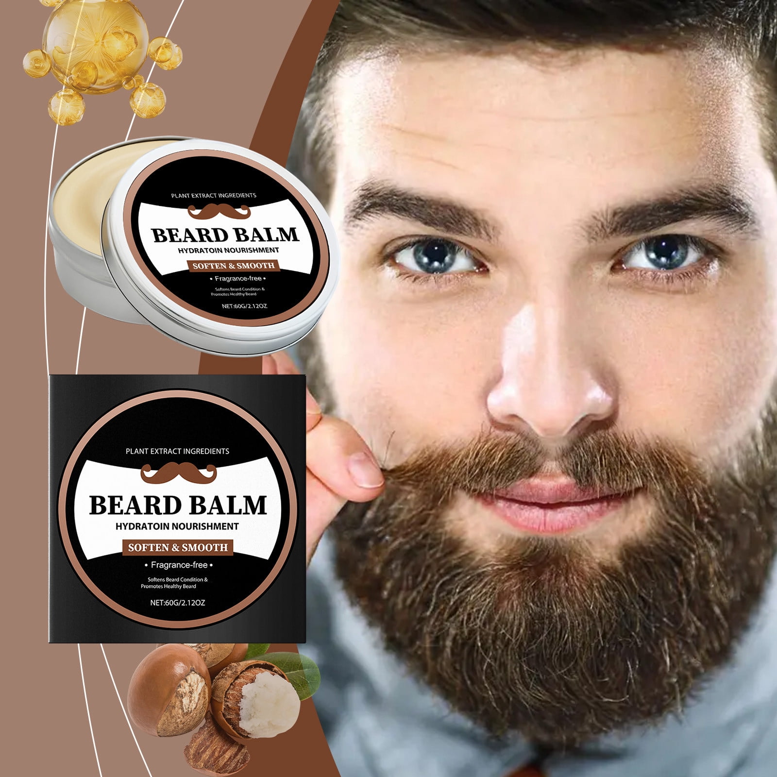 Beard Care Wax Moisturizing Nourishing Smoothing Cleaning Beard Gloss ...