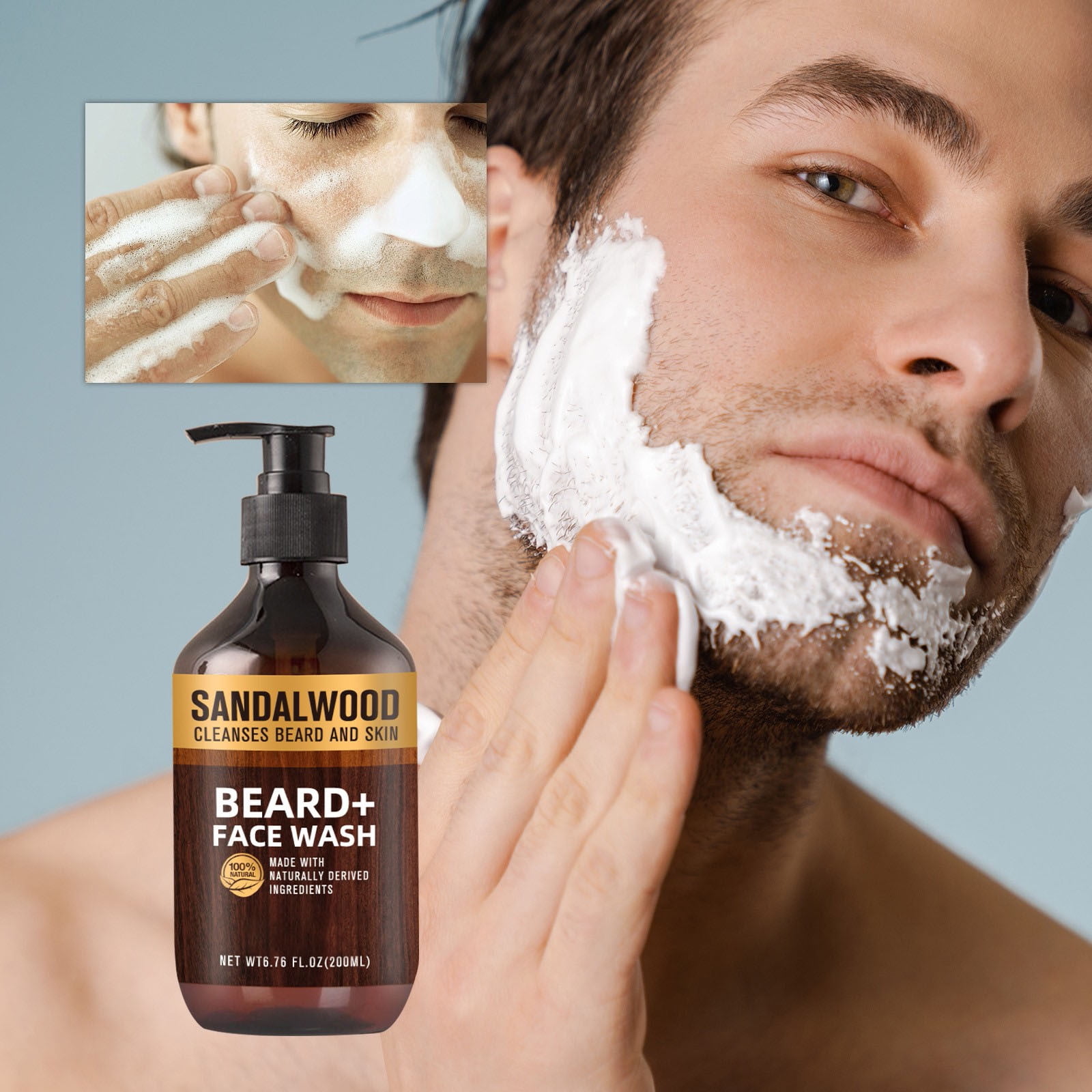 Beard Cleanser & Face Cream Set | Deep Cleansing Beard Wash Removes ...