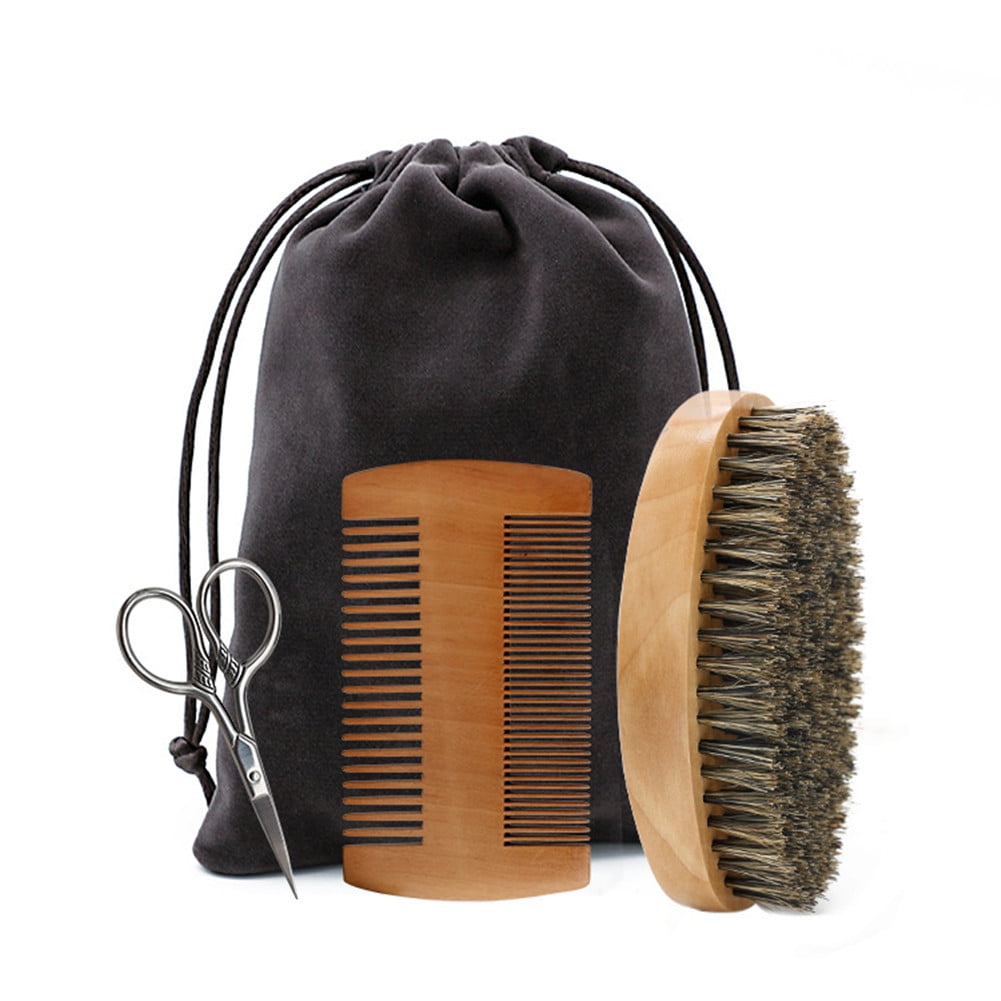 Beard Comb Wooden Beard Comb - Beard Brush Comb & Case Fine & Coarse ...