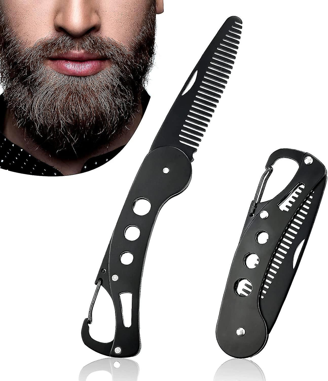 Beard Comb, Xqday Stainless Steel Folding Beard For Men Grooming ...