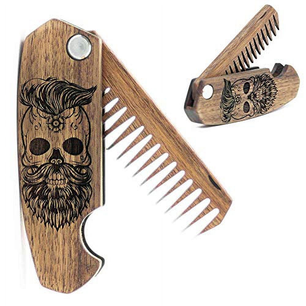 Beard Comb for Men - Pocket Folding Combs for Mustache & Hair. Travel ...