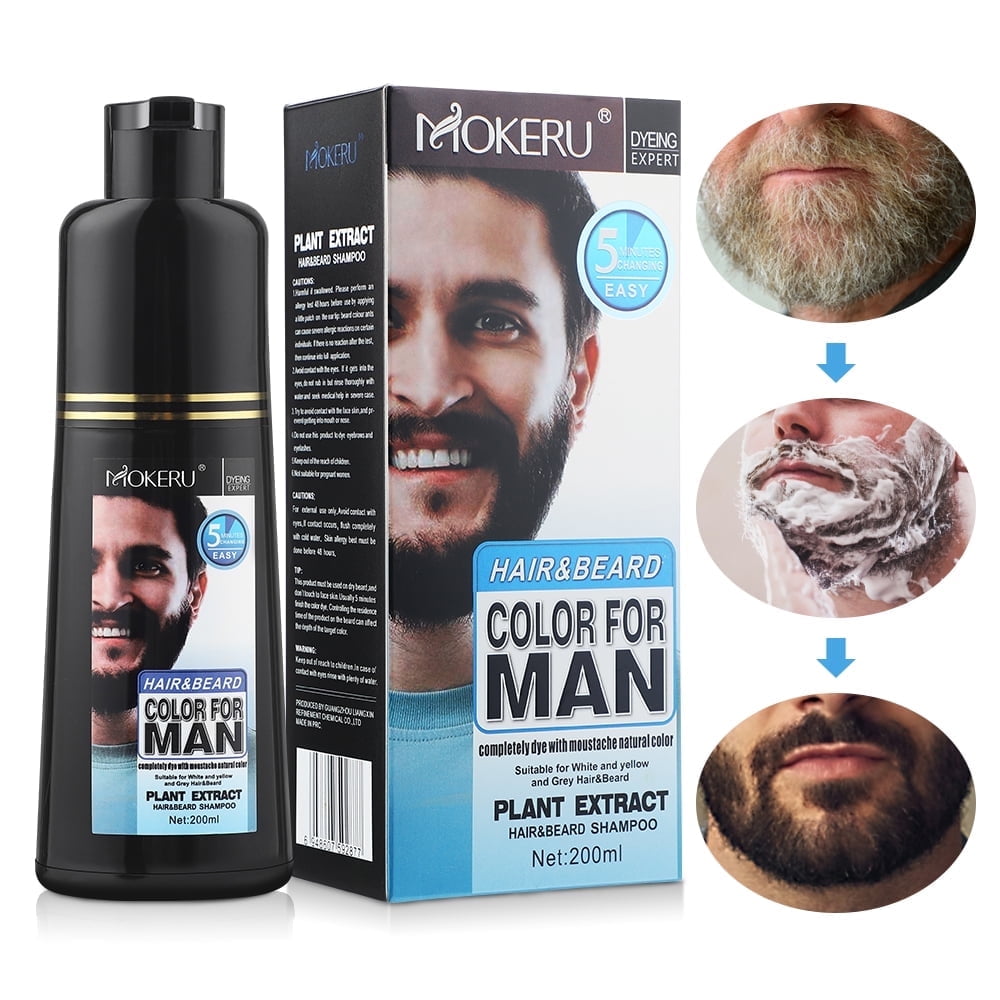 Beard Dye for Men Beard Coloring Instant Black for Fast, 2 in 1 ...