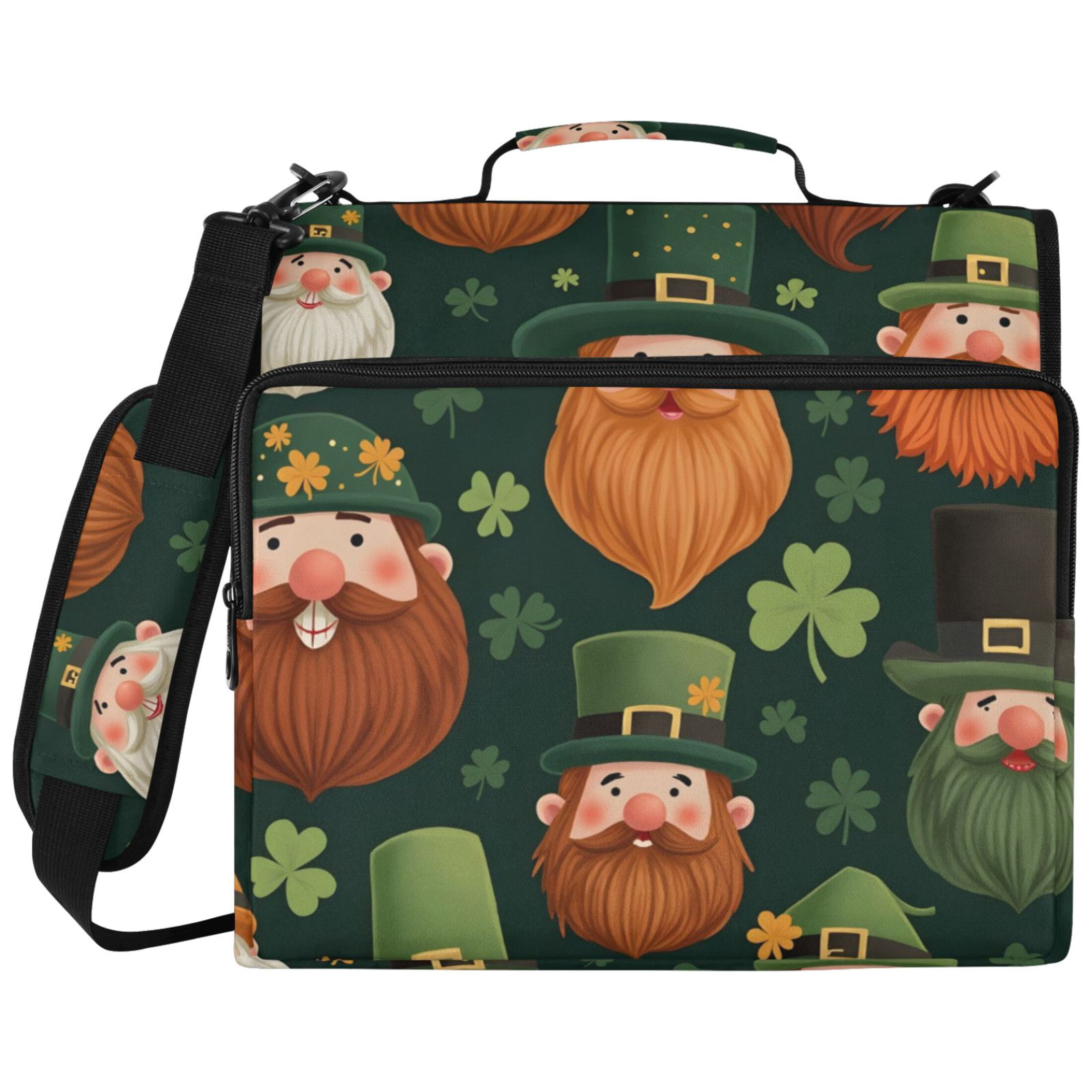 Beard Green Elf Pattern 3 Ring Binder Bag Zipper Binder Organizer with ...