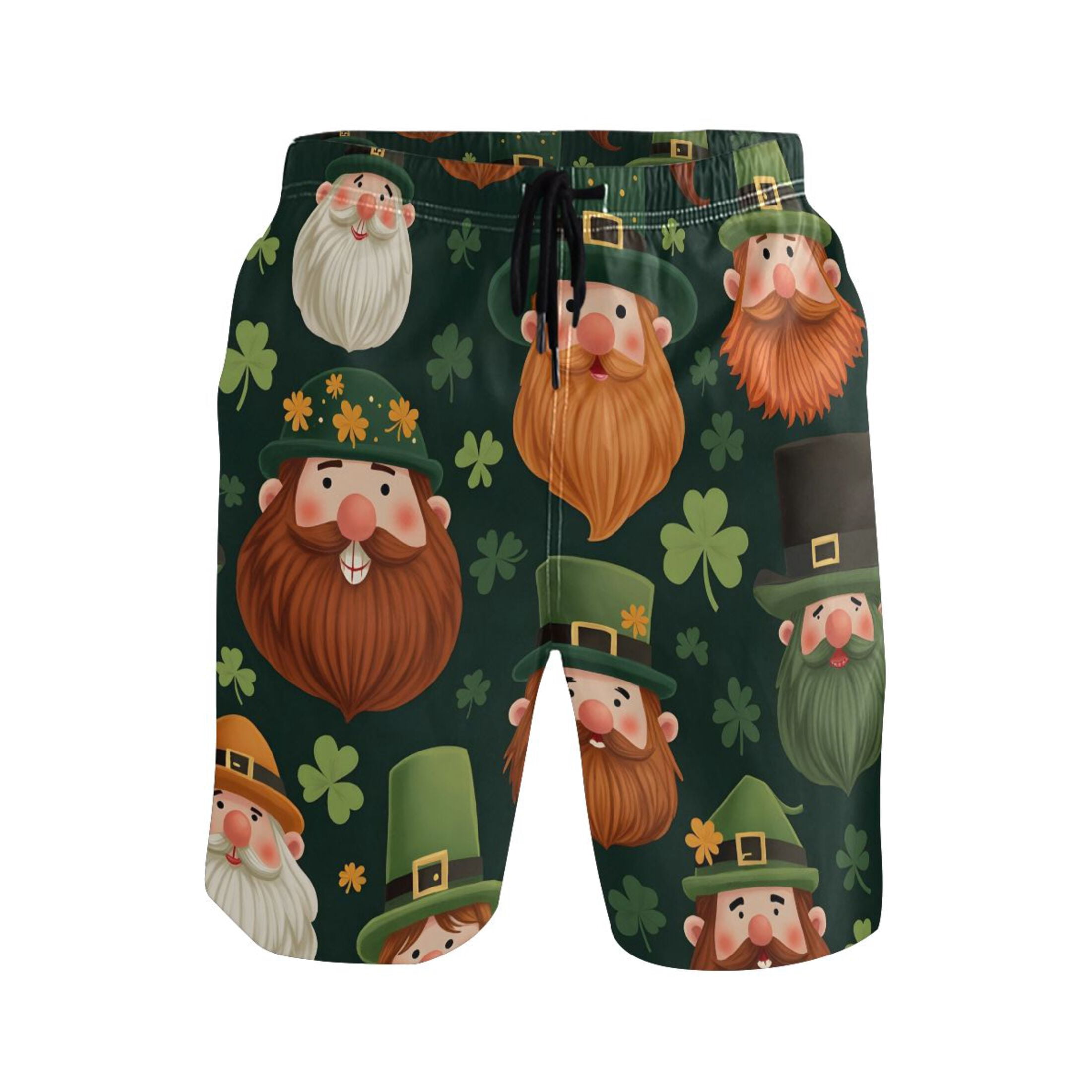 Beard Green Elf Pattern Mens Swim Trunks Quick Dry Board Shorts ...