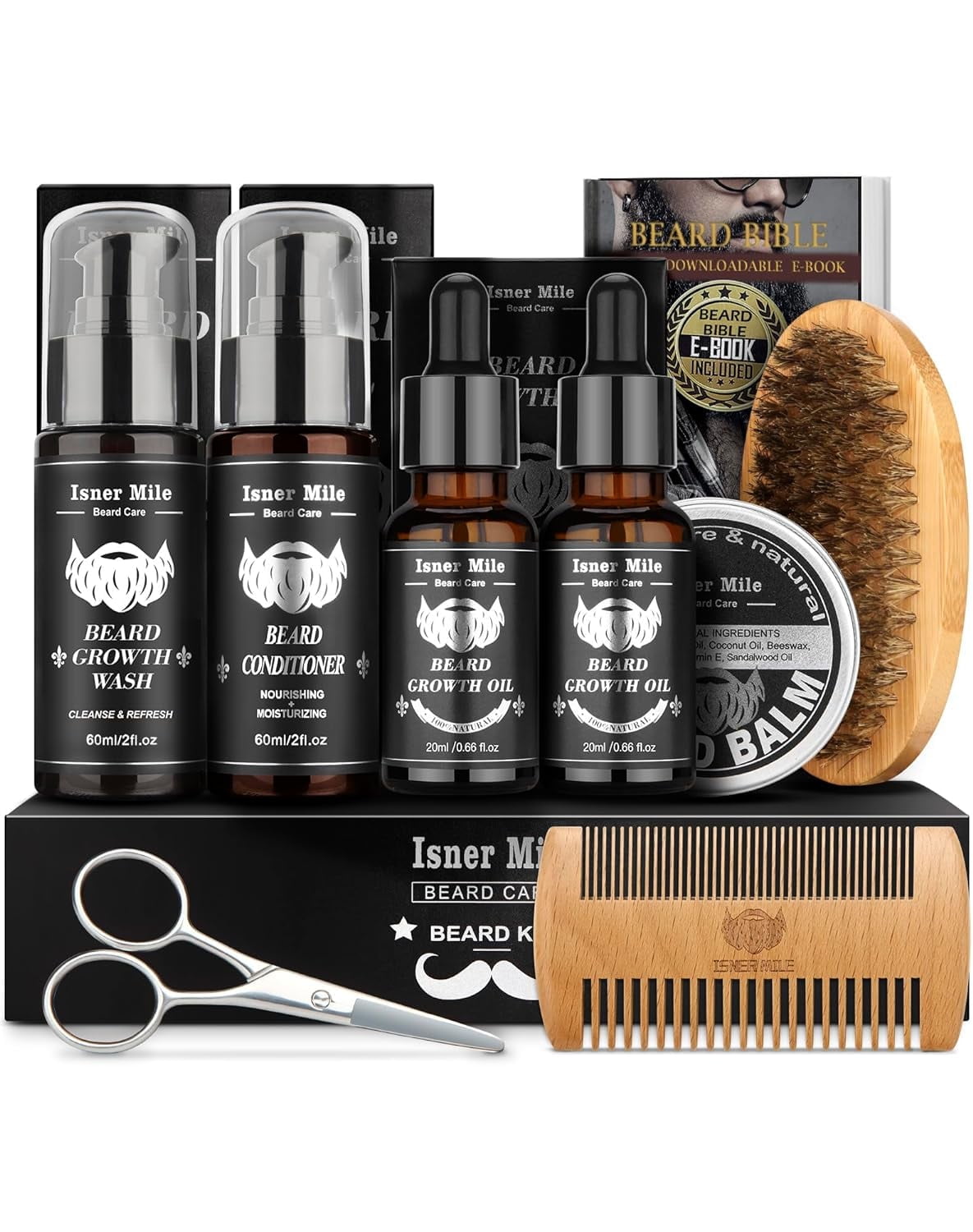 Isner Mile Beard Grooming Kit, Orange Scent, Beard Oil, Balm, Comb ...