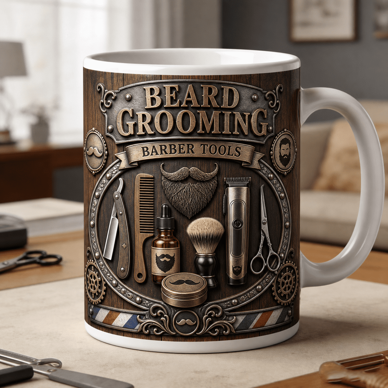 Beard Grooming Mug 3D Effect Barber Tools Coffee Cup for Barbers ...