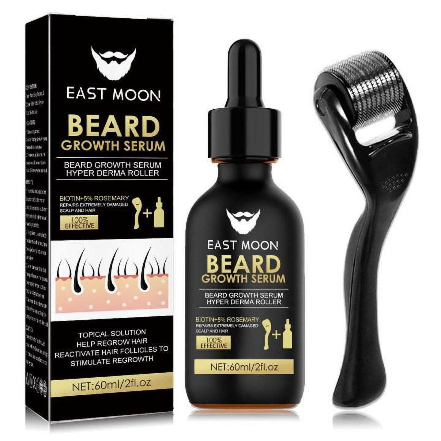 Beard Growth Serum & Beard Massage Derma Roller - 2 Counts/Set for ...