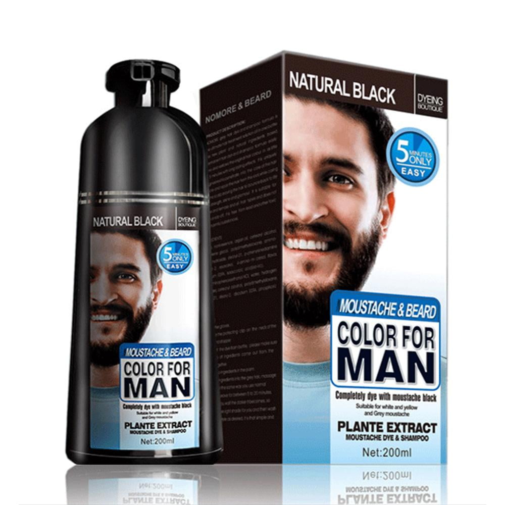 Beard Hair Color Shampoo and Dye for Men - 200ml Natural Permanent ...