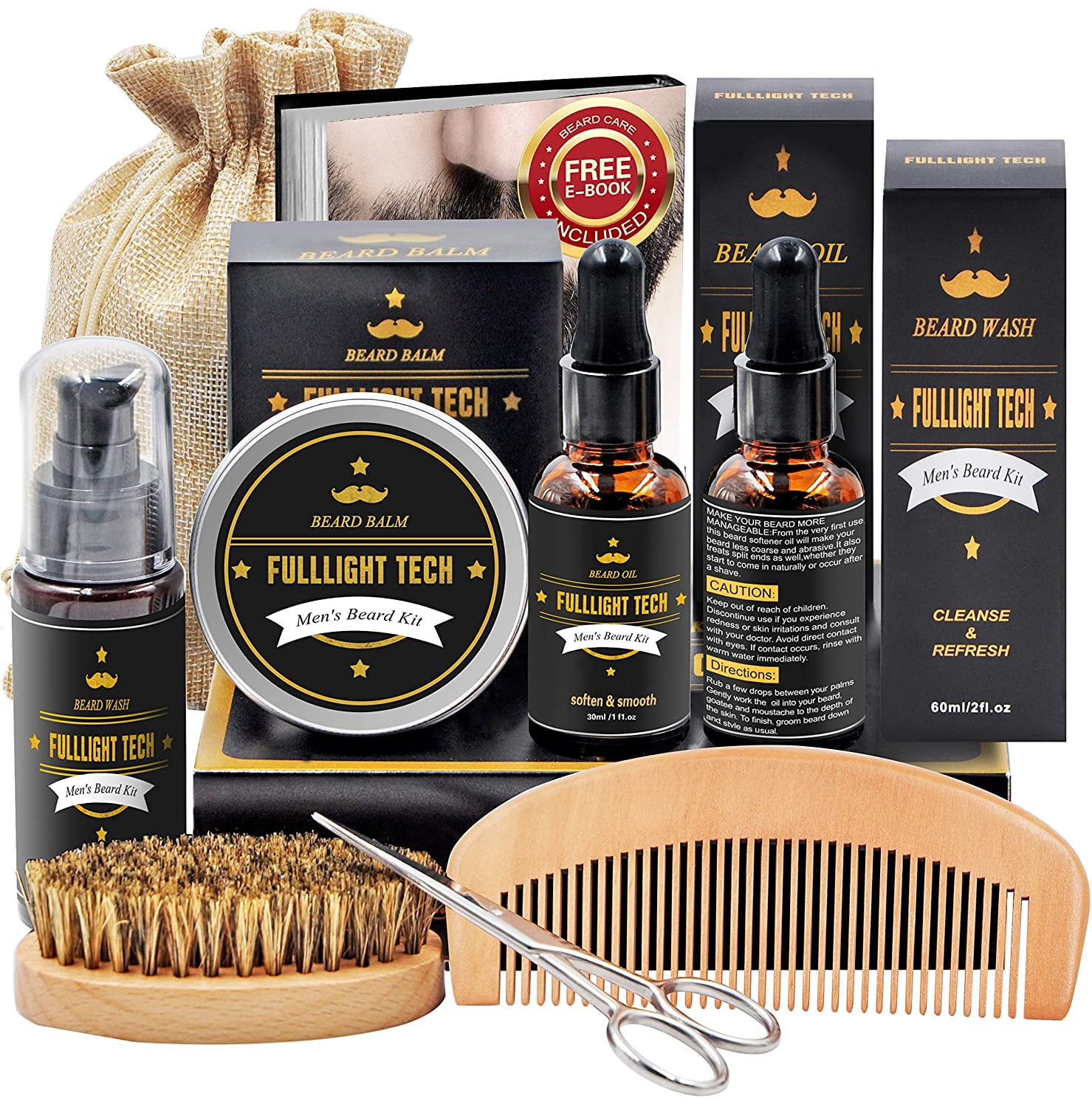 Beard Kit for Men Grooming & Care W/Beard Wash/Shampoo,2 Packs Beard ...