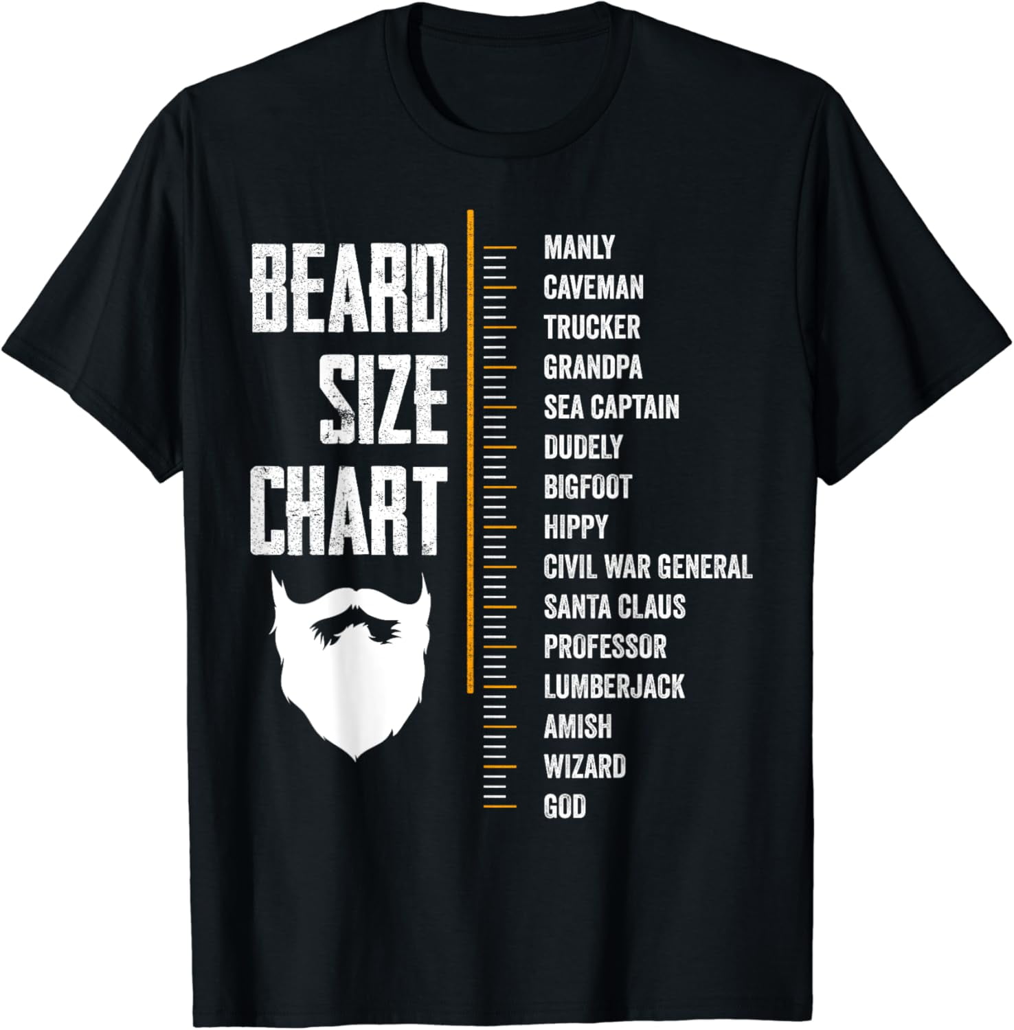 Beard Measurement Chart Beard Length Funny Growth Chart T-Shirt-XL ...