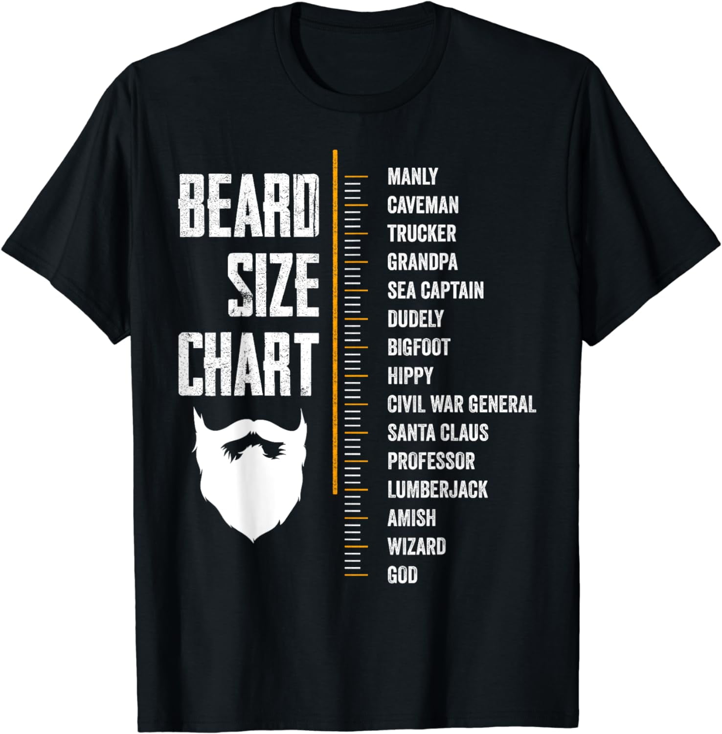 Beard Measurement Chart Beard Length Funny Growth Chart T-Shirt ...