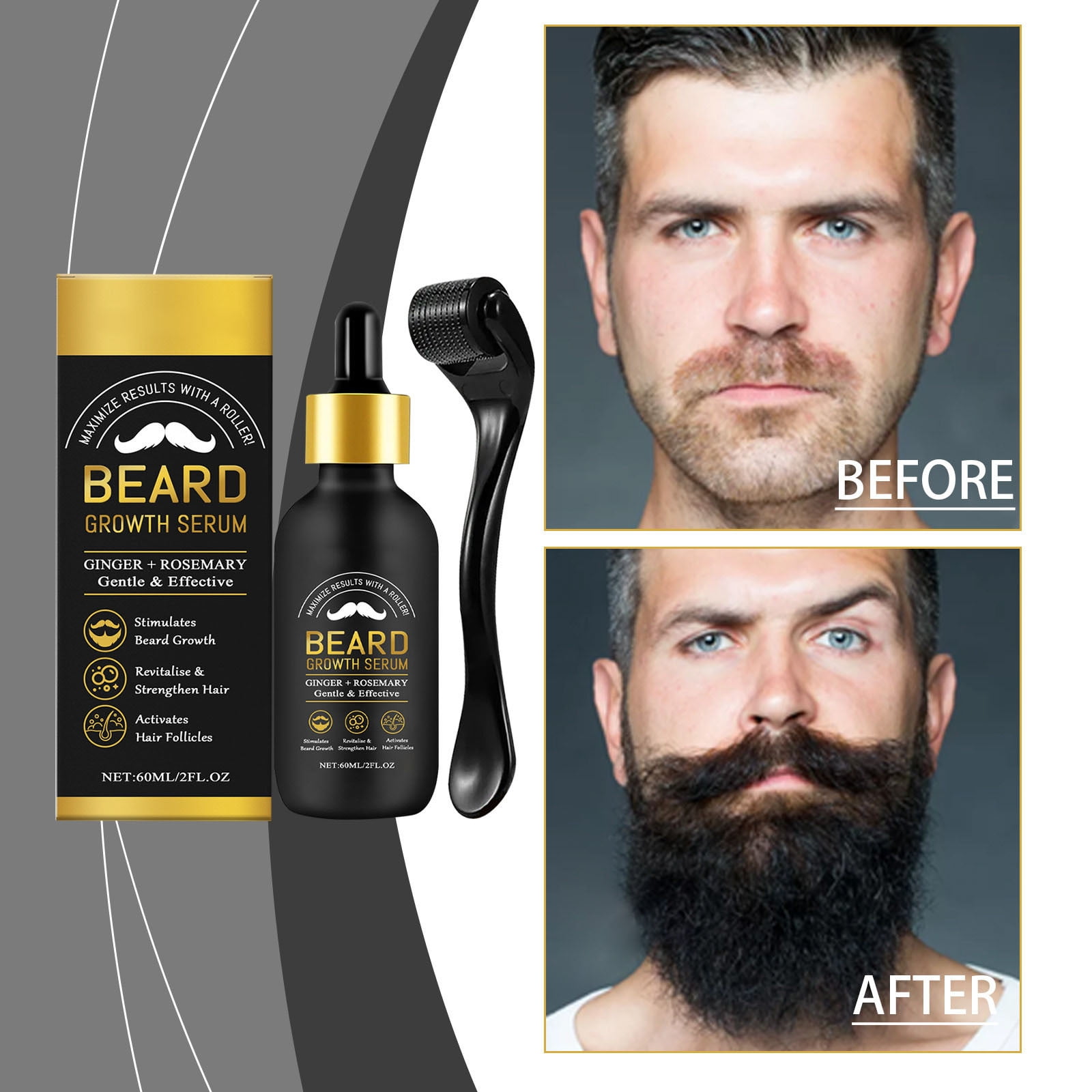 Beard Oil With Oil Scented Beard Oil For Men With Beard Growth Roller ...