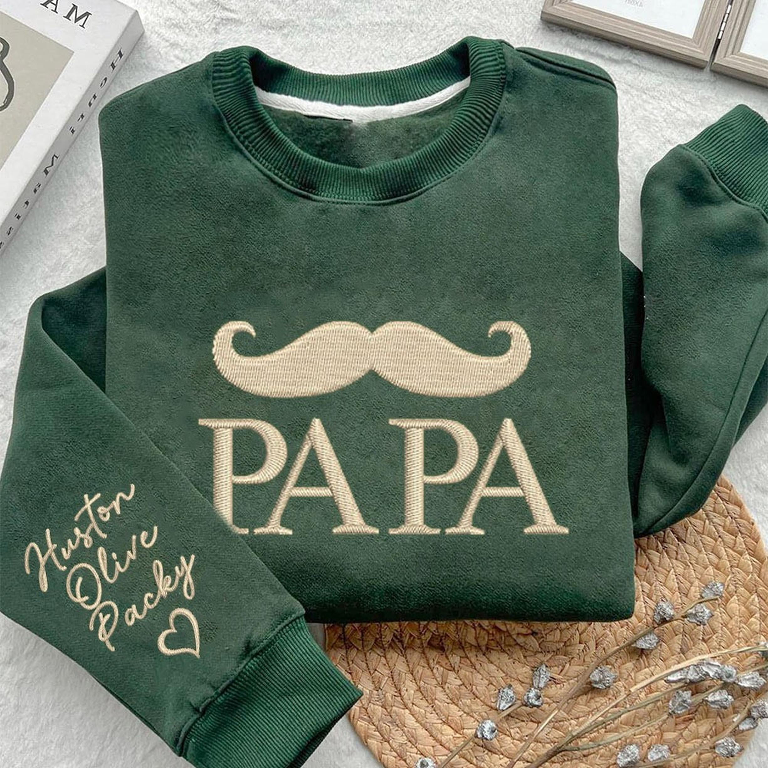 Beard Papa Embroidered Sweatshirt With Kids Names Father's Day Keepsake ...