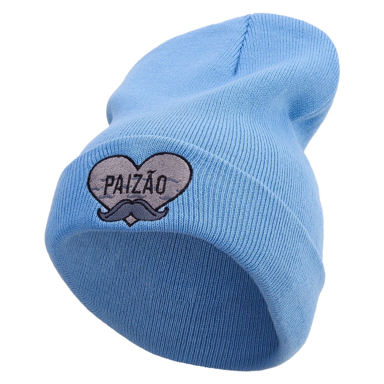 Beard Papi Embroidered 12 Inch Long Knitted Beanie - Sky Blue OSFM ...