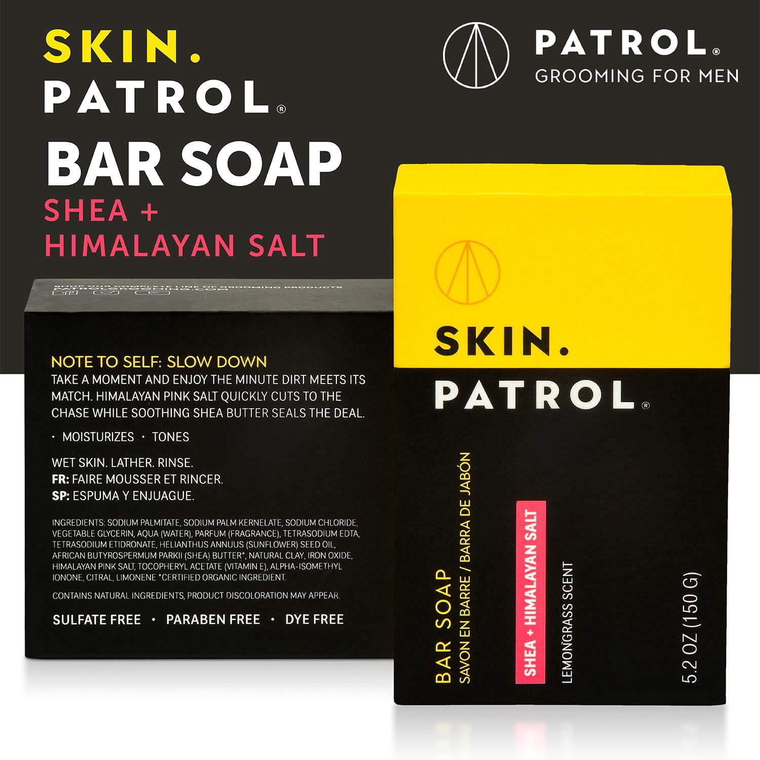 Beard Patrol Skin Bar Soap Shea Butter & Himalayan Salt 5.2 oz,Pack of ...