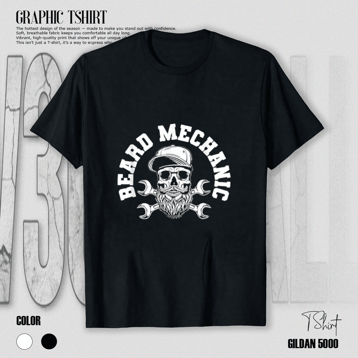 Beard Service Worker Head Bone Emblem Spanner Garage Custom Unisex T ...