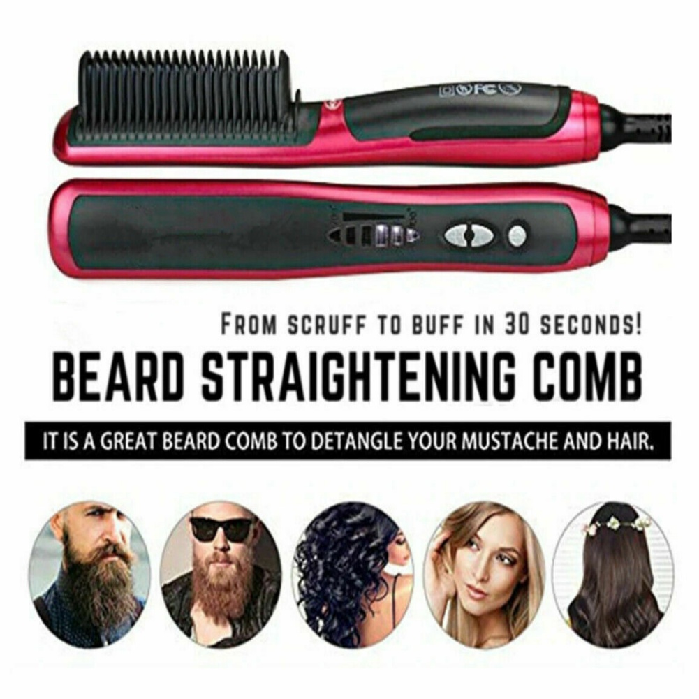 Beard Straightener Brush,Electric Hair Curling Curler Brush Wet And Dry ...