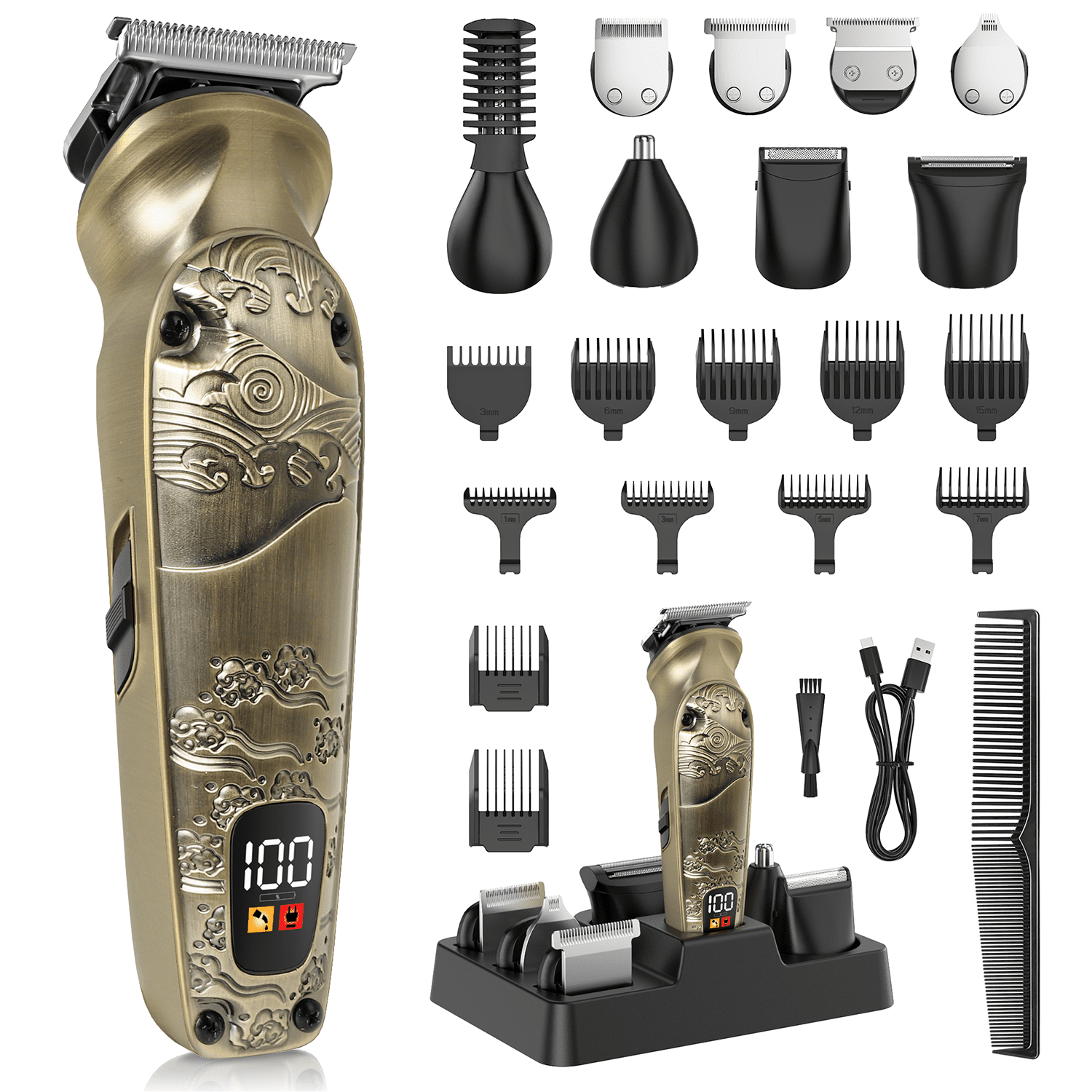 Cshidworld Beard Trimmer Kit for Men, 8-in-1 Waterproof Cordless ...