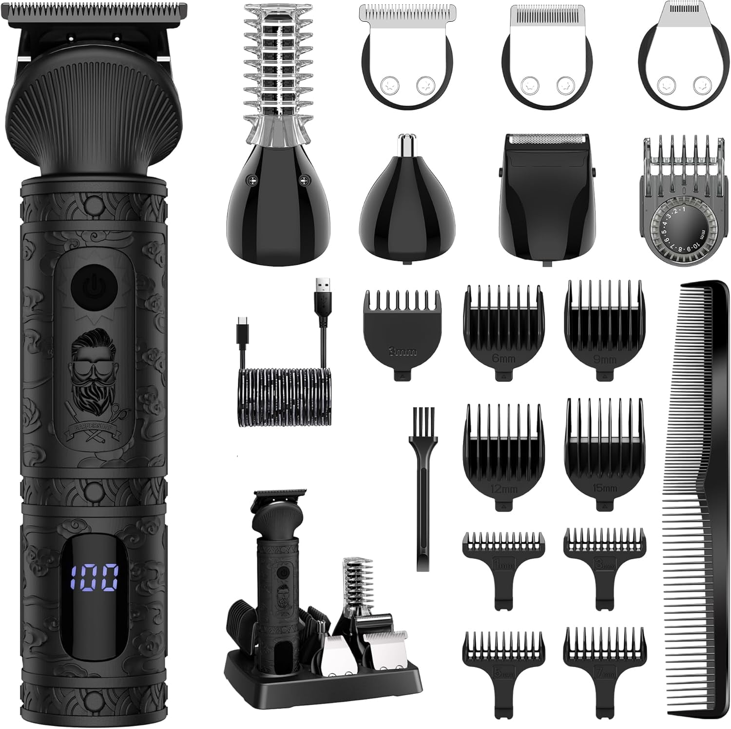 Beard Trimmer Kit Professional Hair Clipper Zero Gapped T-Blade ...