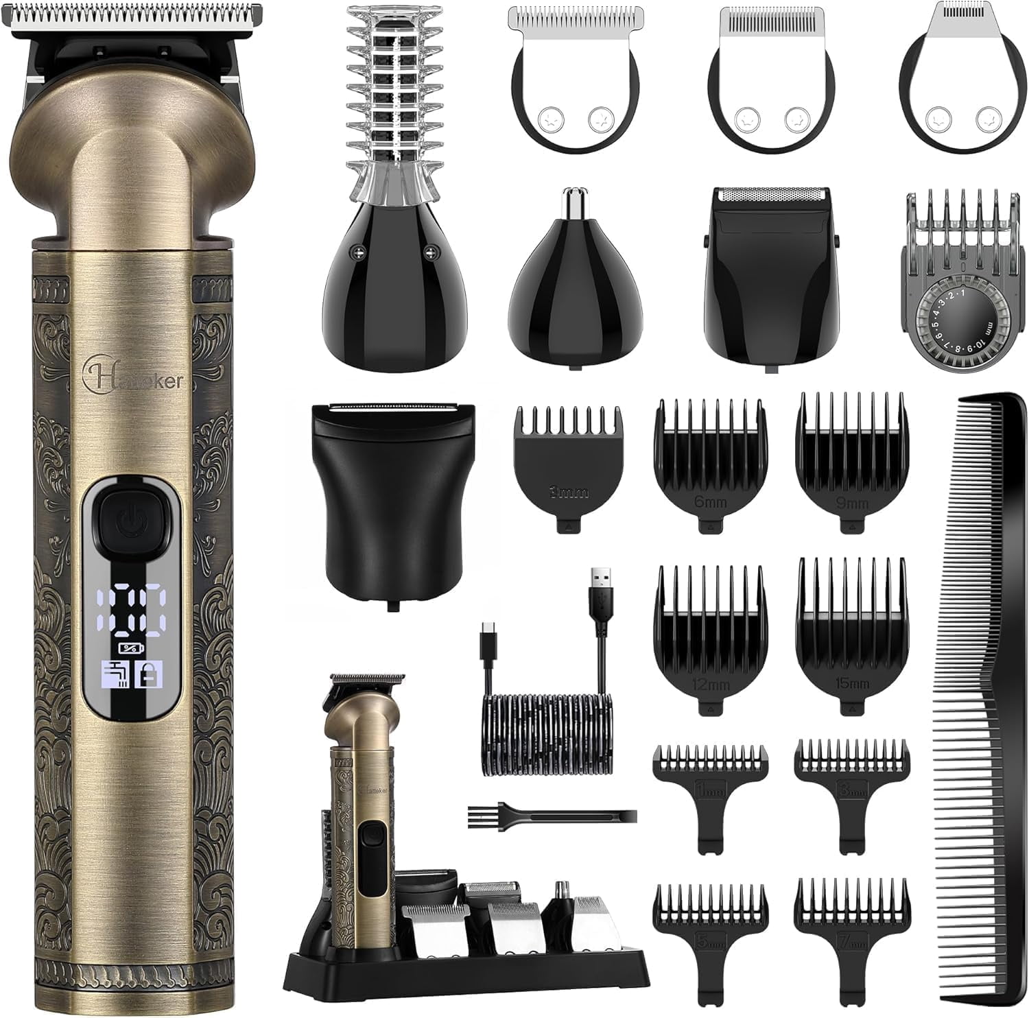 Beard Trimmer Kit fessional Hair Clipper Zero Gapped T-Blade Electric ...
