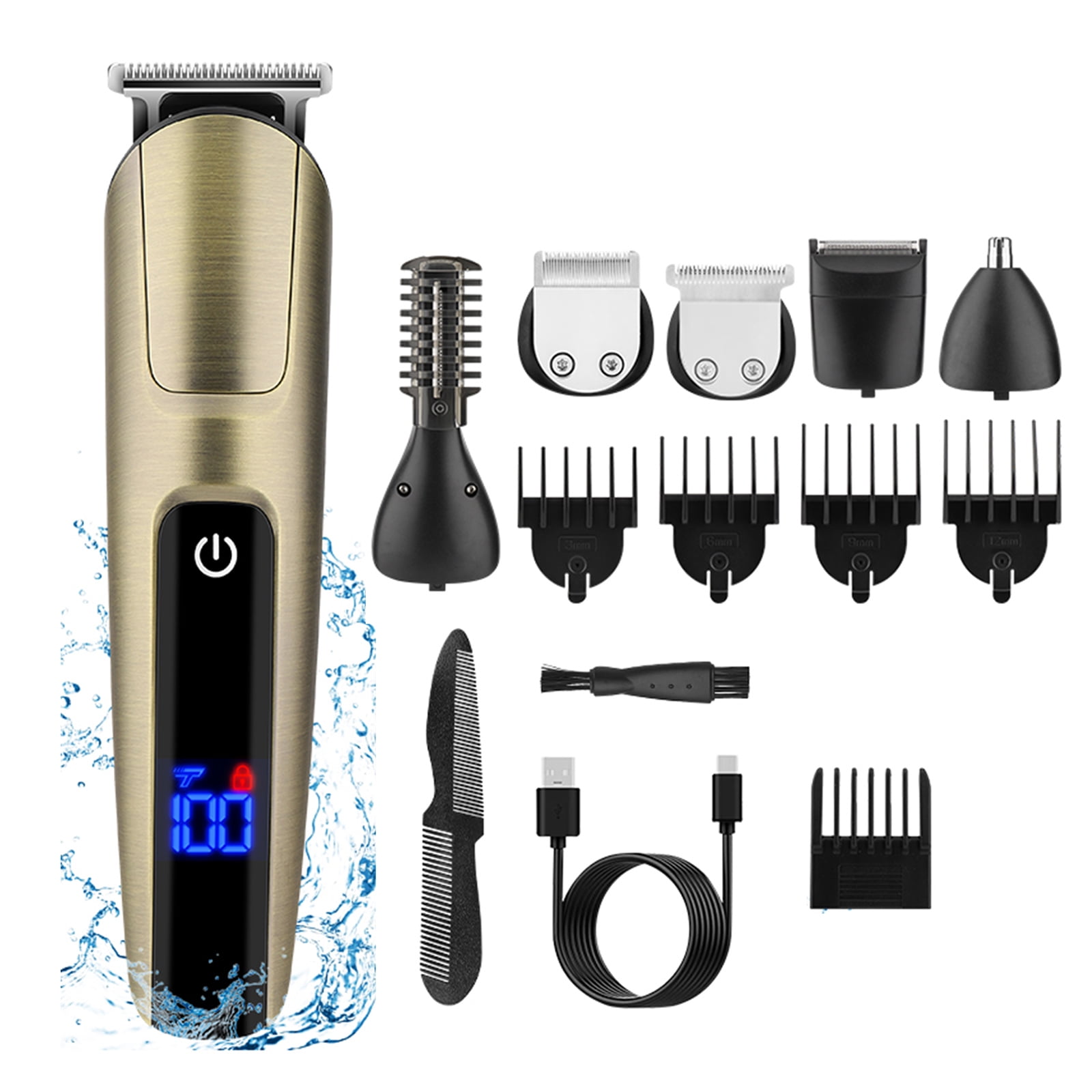 Beard Trimmer for Men, 5-in-1 Waterproof Hair Clippers and Trimmers Set ...