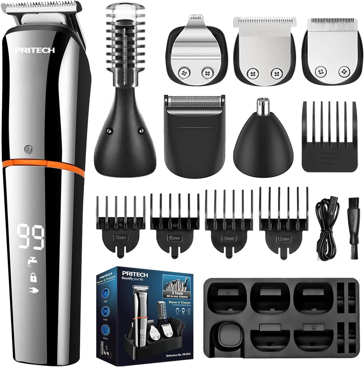 Beard Trimmer for Men, 6 in 1 Beard Trimmer Kit, Electric Beard Trimmer ...