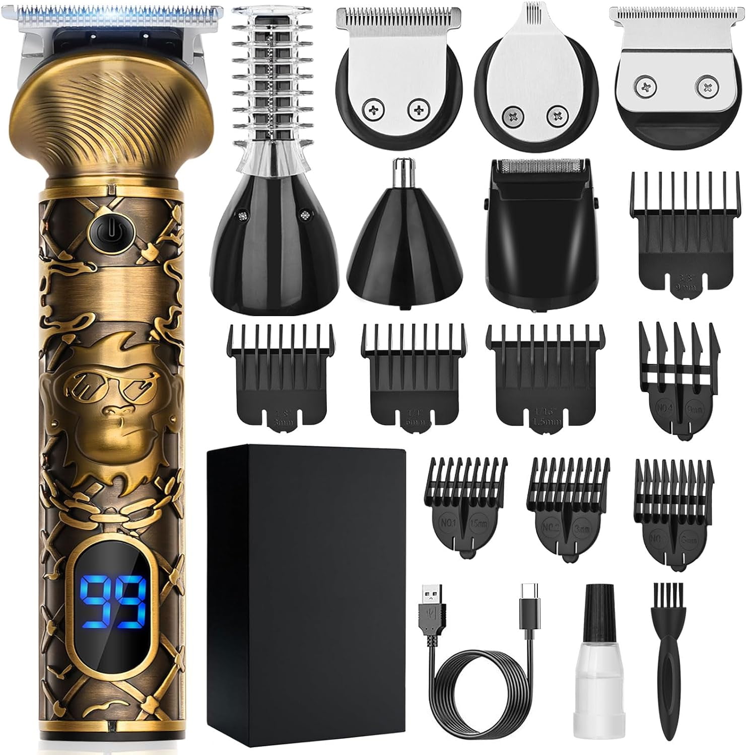 Beard Trimmer for Men Cordless, 6-in-1 Electric Mens Hair Clippers ...
