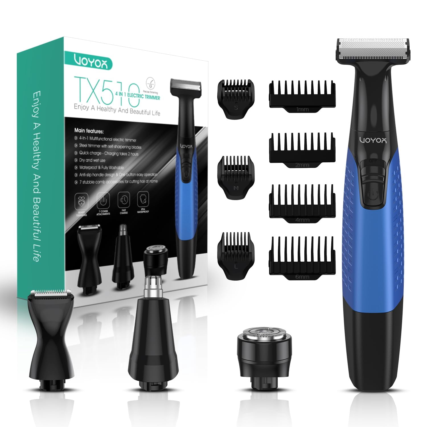 Beard Trimmer for Men Electric Razor, Nose Face Body Hair Trimmer with ...