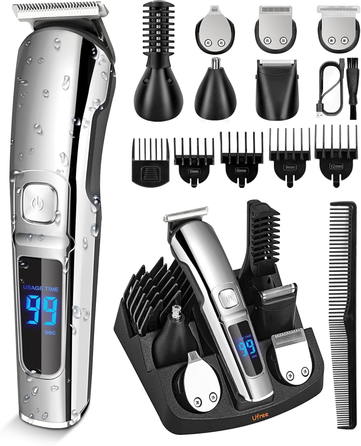 Beard Trimmer for Men - Waterproof Electric for Face, Body, Mustache ...