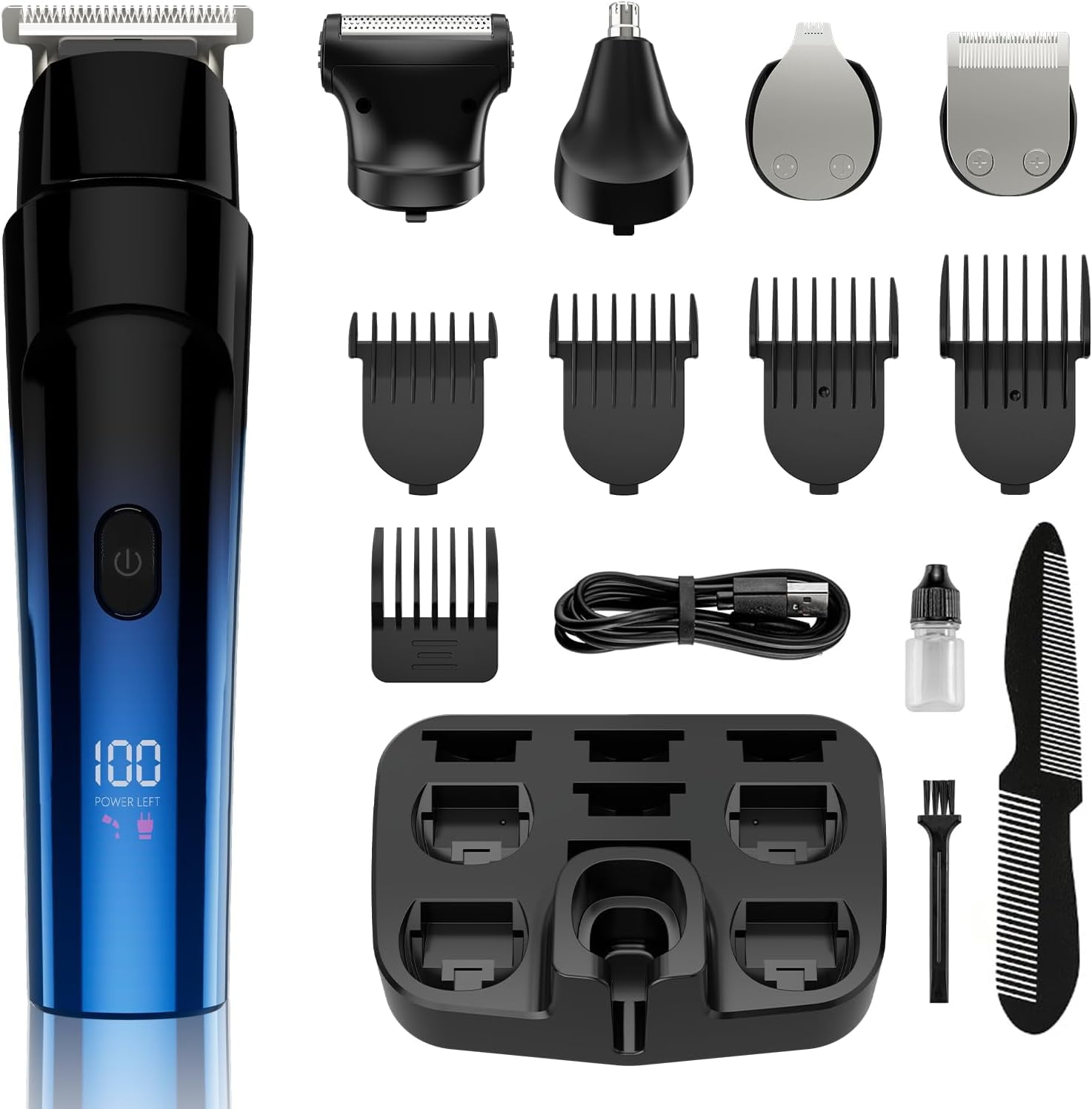 Beard Trimmer for Men, 5-in-1 Cordless Hair Clipper Kit with Foil Razor ...