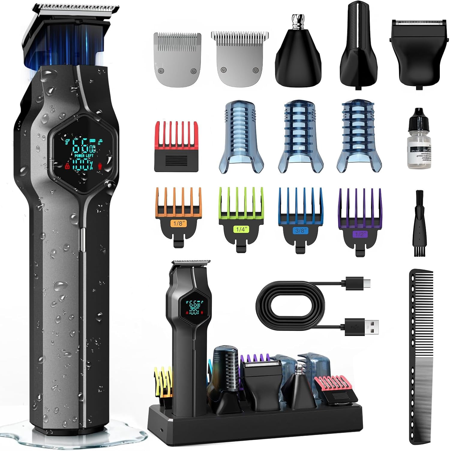 Beard Trimmer for Men, Snap- Replacement Heads & Dock, IPX7 Cordless ...