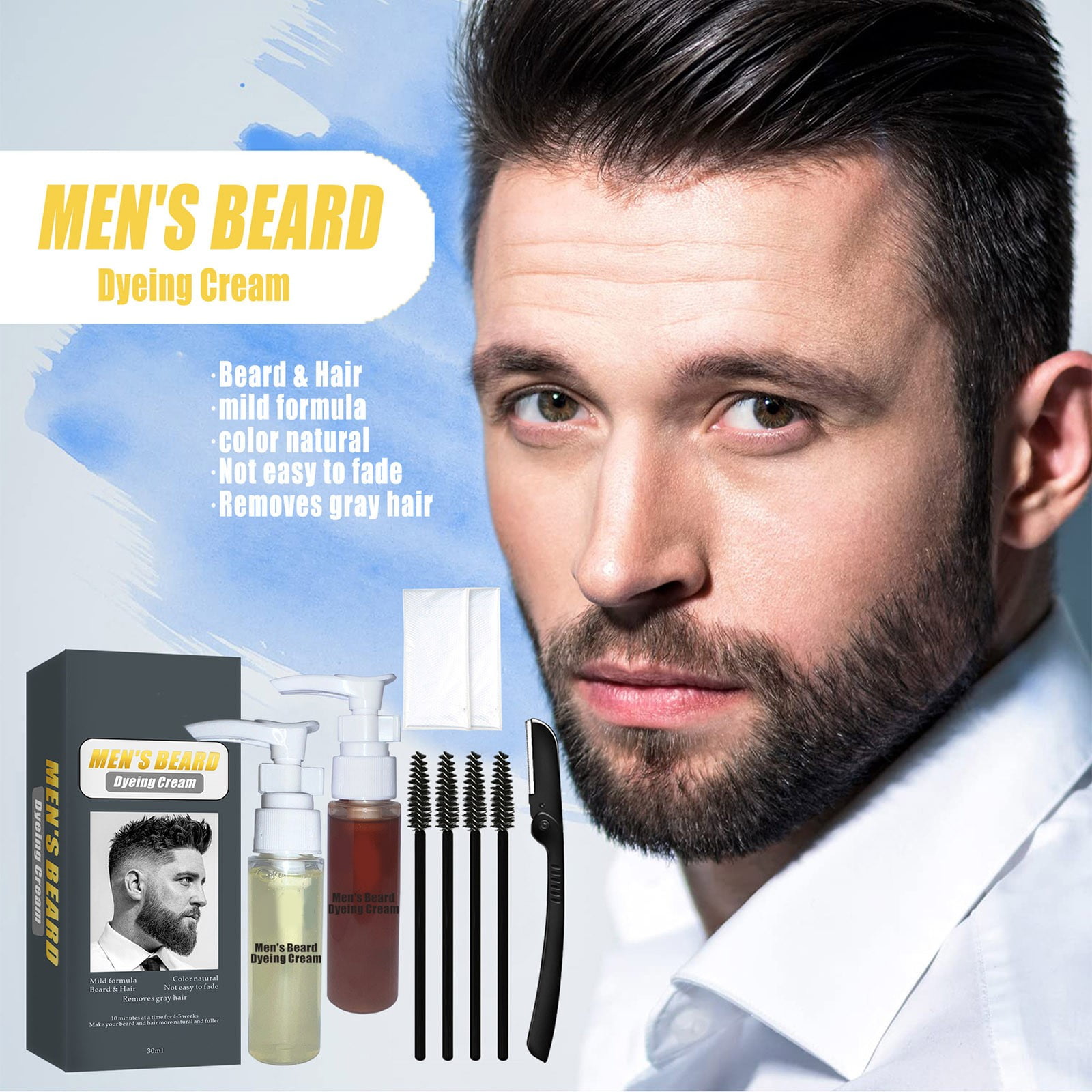 Beard dye cream mild formula does not fade men's beard dye cream set ...