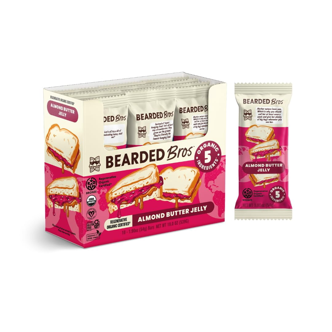 Bearded Brothers, Organic Vegan AKF18 Protein Energy Bars, Almond ...