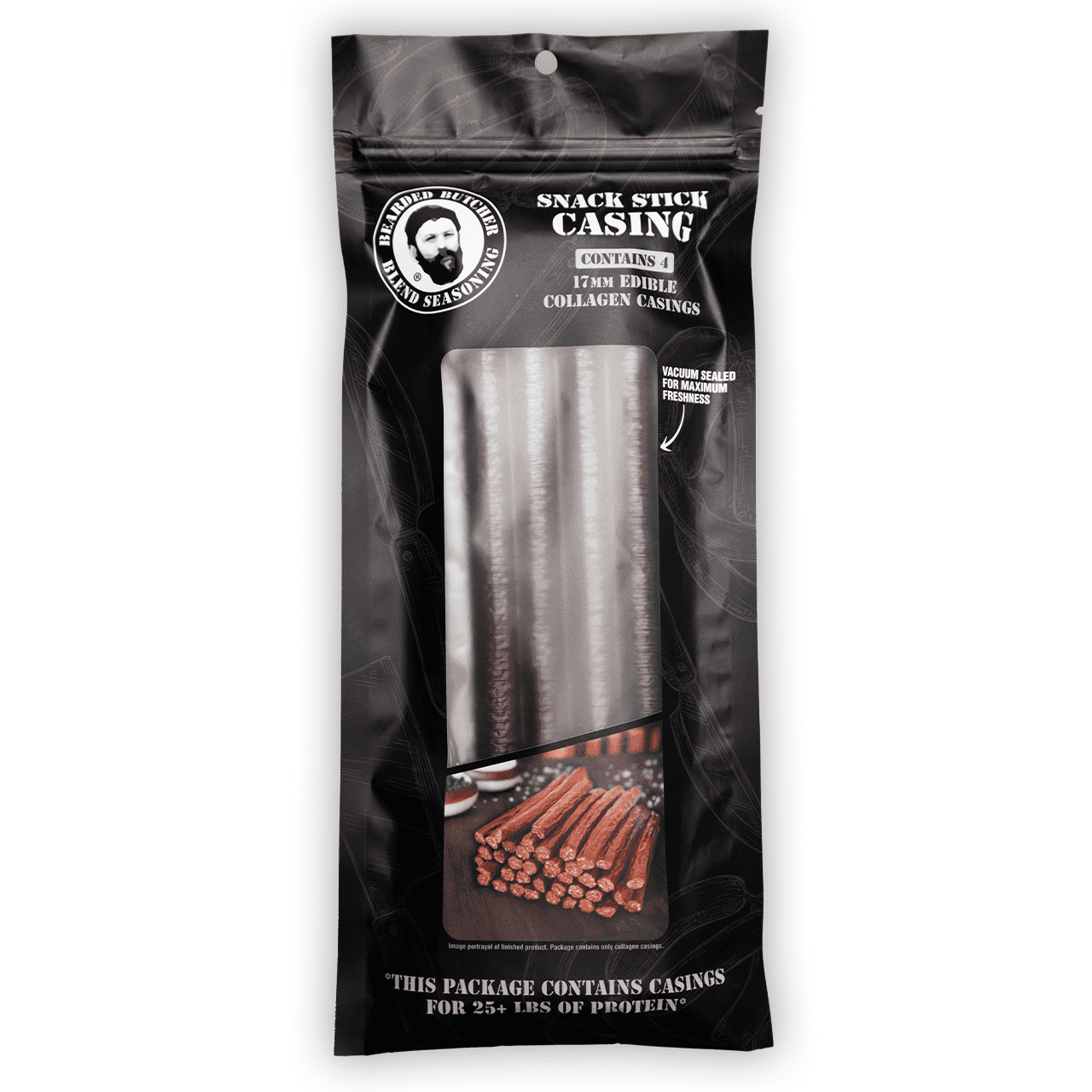 Bearded Butchers 17mm Edible Mahogany Collagen Snack Stick Casings, 4 ...