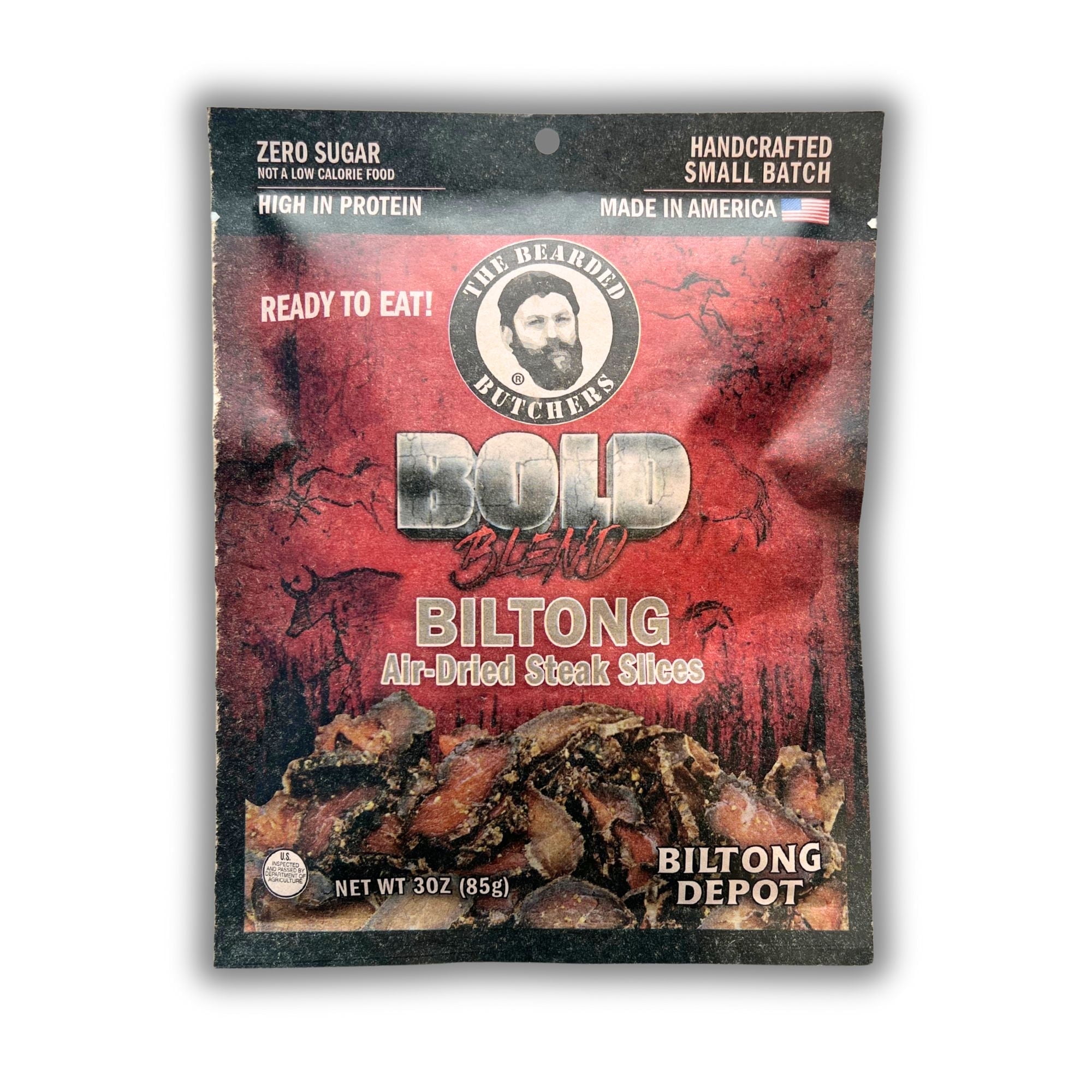 Bearded Butchers Biltong Lean Cut 3 oz High Protein Air-Dried Beef ...
