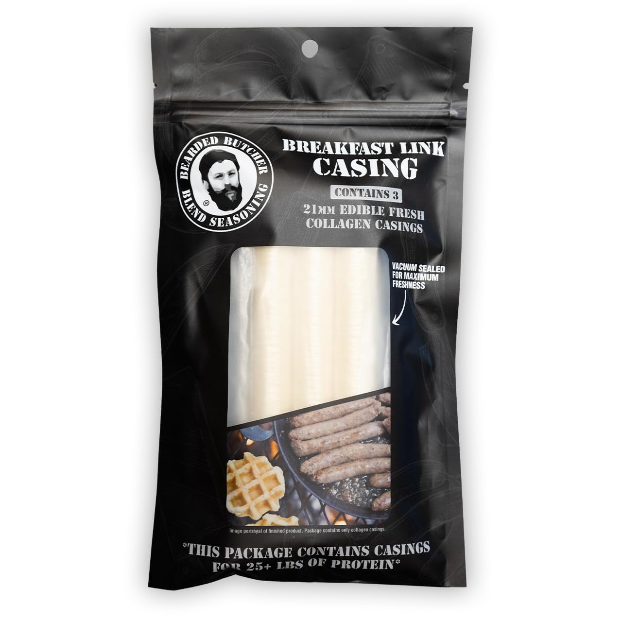Bearded Butchers Edible 21mm Collagen Breakfast GJM1 Sasuage Casings, 3 Pack - Perfect for DIY ...