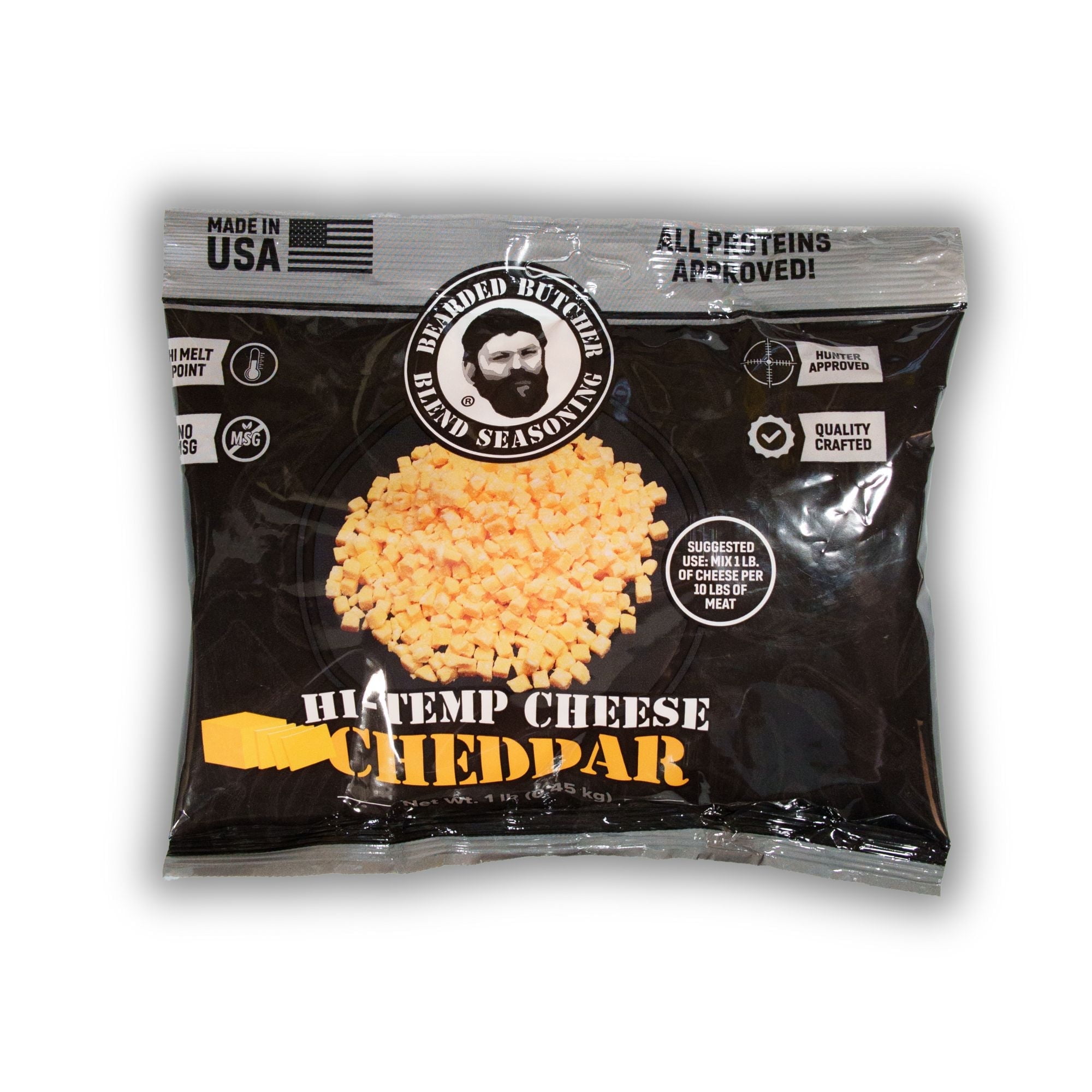 The Bearded Butchers High-Temp Cheddar Cheese, 1 lb Bag, 1/4-inch Cubes ...