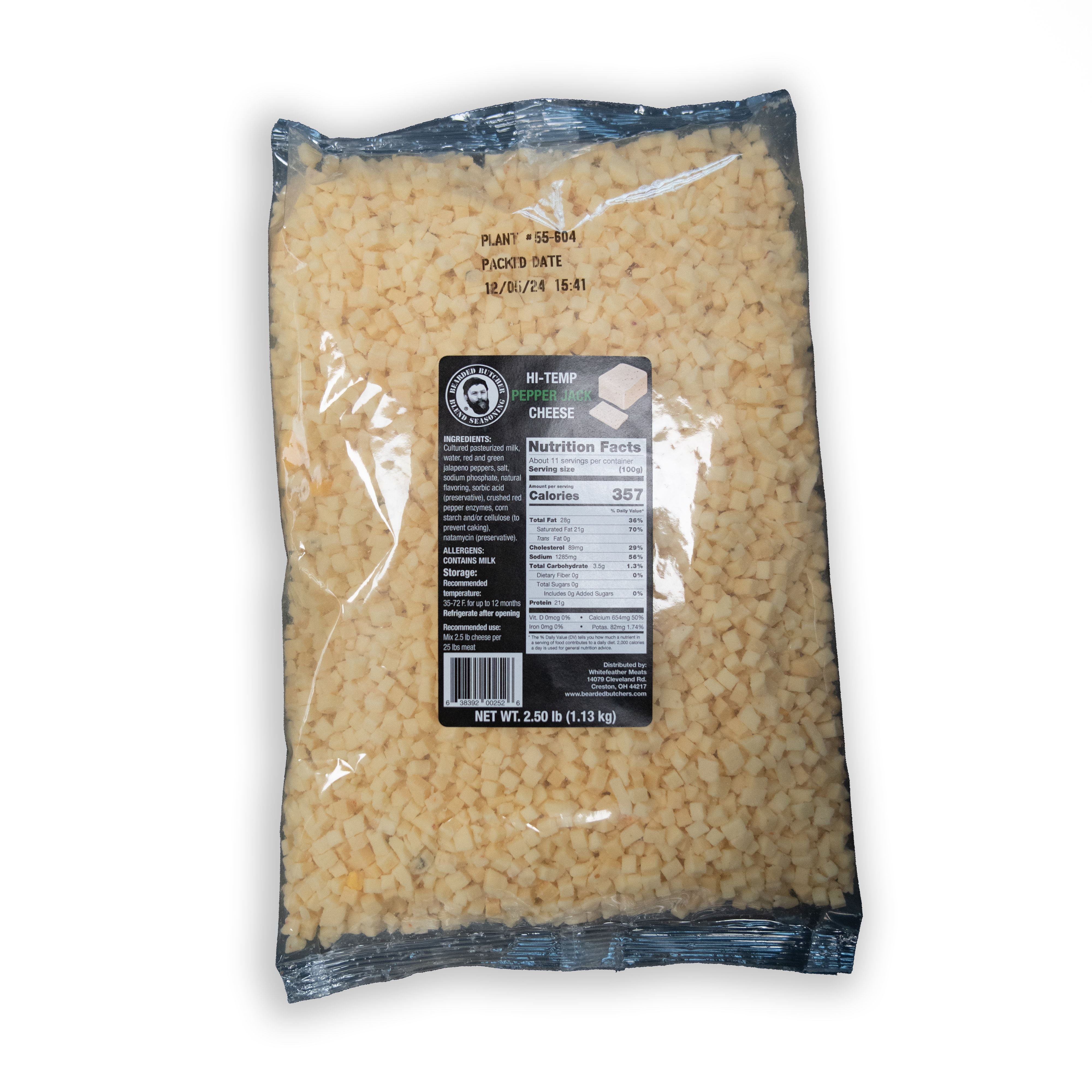 Bearded Butchers High-Temp Pepper Jack Cheese 2.5 lb – 1/4" Cubes for ...