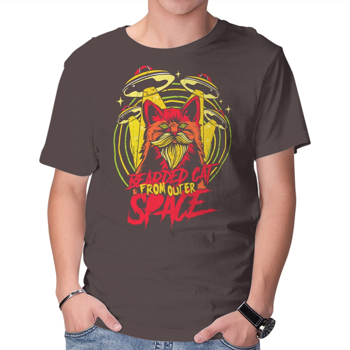 Bearded Cat From Outer Space Unisex T-Shirt Tee Sweatshirt Hoodie Tank ...