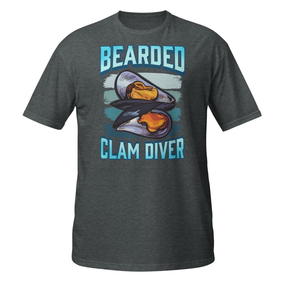 Bearded Clam Diver Fishy Smell Adult Joke Hairy Novelty Art T-Shirt ...