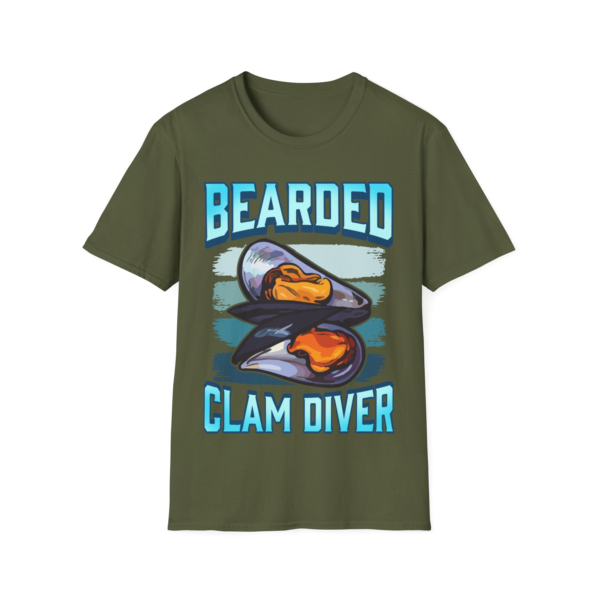 Bearded Clam Diver Fishy Smell Adult Joke Hairy Novelty Art Unisex T ...