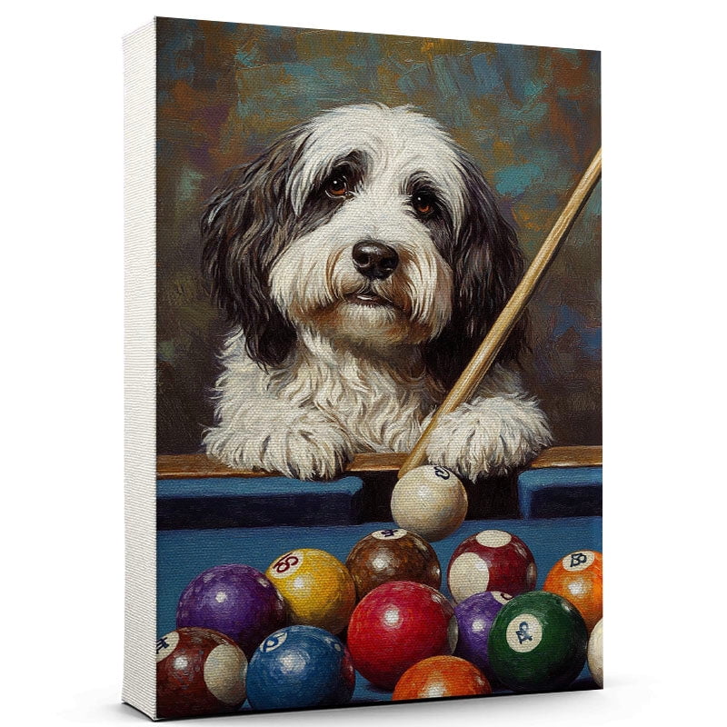 Bearded Collie Dog Canvas Billiards Canvas – Cute Bearded Collie Canvas ...